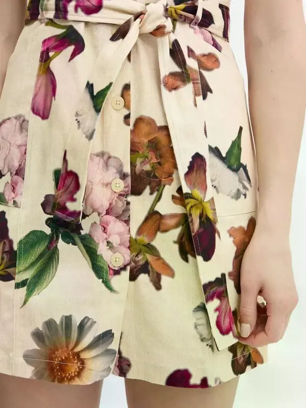 Desigual Floral-print Belted Mini Shirt Dress - Neutrals
