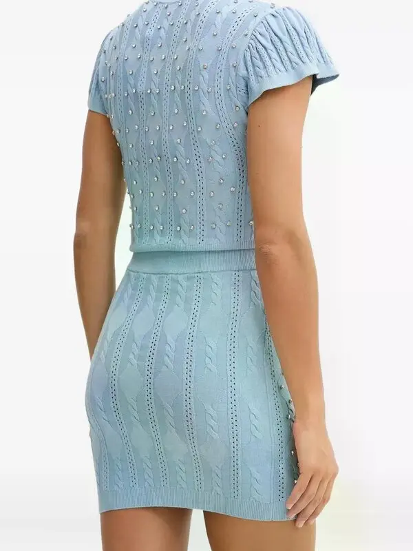 SILVIAN HEACH Embellished Cable-knit Mini Skirt