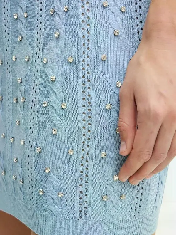 SILVIAN HEACH Embellished Cable-knit Mini Skirt