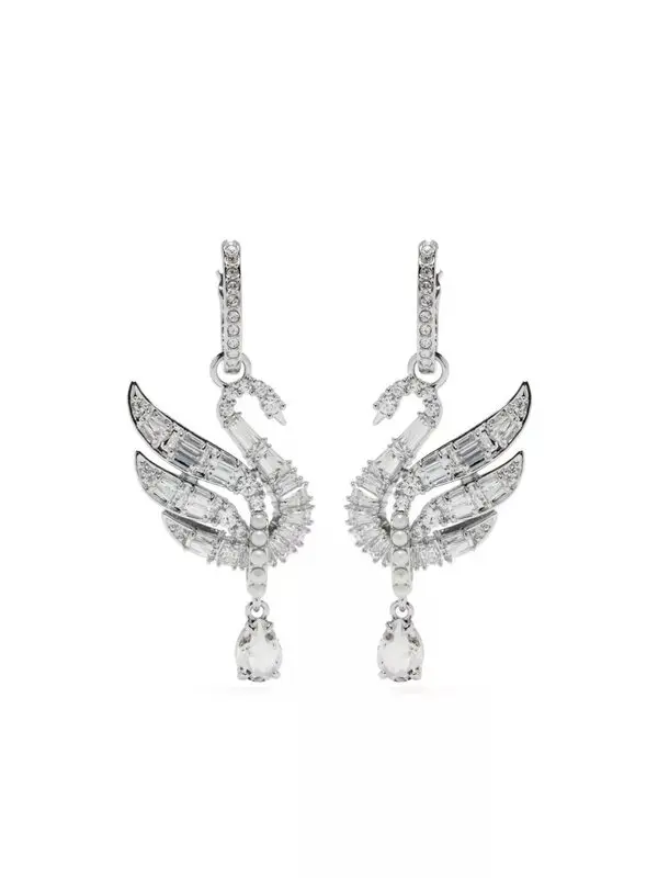 SWAROVSKI Swan Crystal Hoop Earrings - Silver