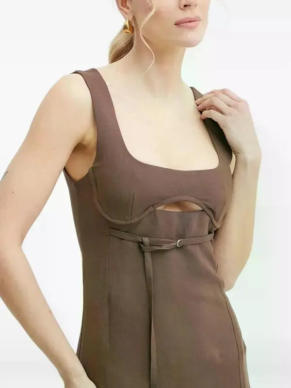 Patrizia Pepe Cut-out Smocked Mini Dress - Brown