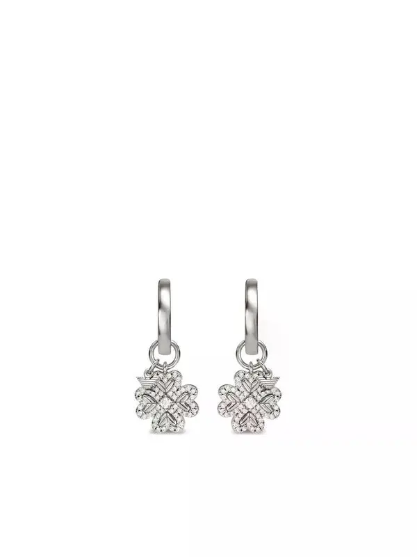 Emporio Armani Flower Pendant Hoop Earrings - Silver