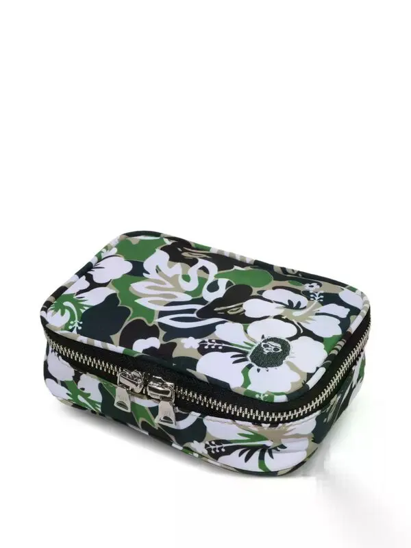 A BATHING APE Hibiscus-print Washbag - Green