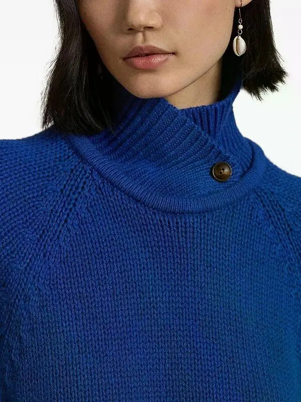 Ralph Lauren Button-Detailed Raglan-Sleeve Jumper In Blue - 44