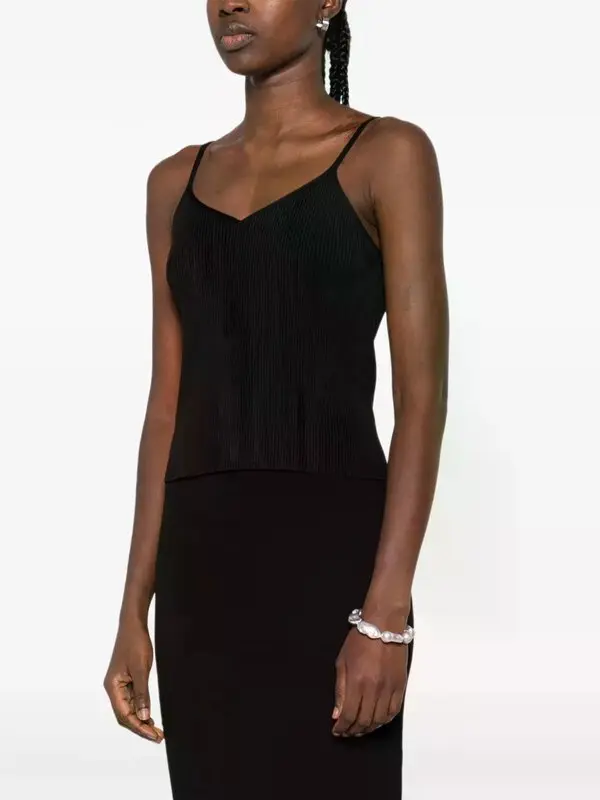 CFCL Ribbed V-neck Top - Black