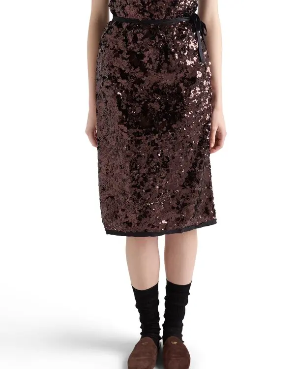 Prada Sequin Embroidered Skirt - Purple