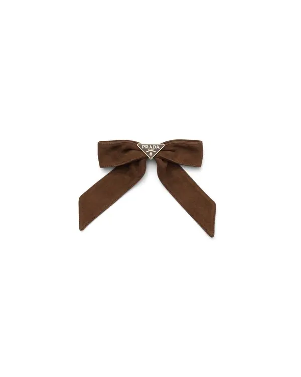 Prada Suede Hair Clip - Brown