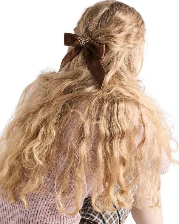Prada Suede Hair Clip - Brown