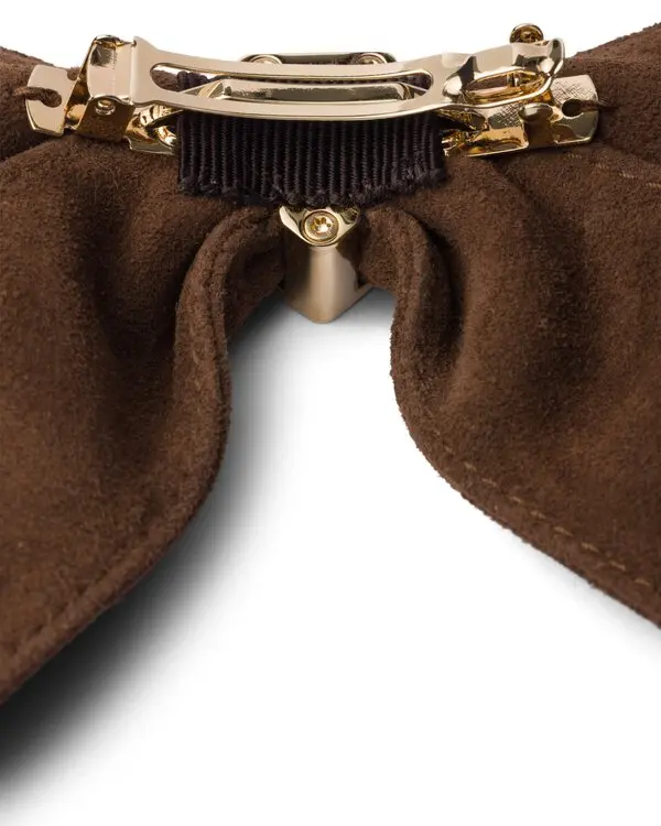 Prada Suede Hair Clip - Brown