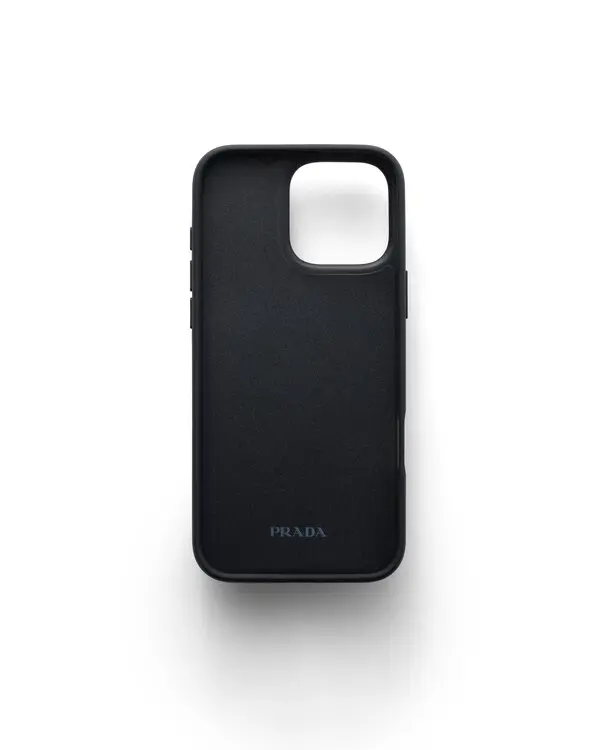 Prada Saffiano Leather Case For Iphone 16 Pro Max - Black