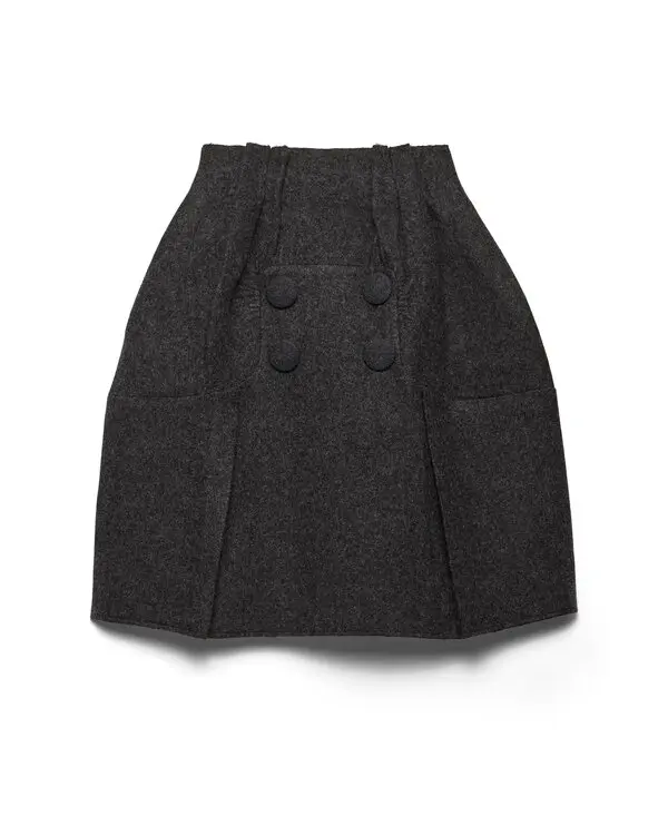 Prada Shetland Wool Midi Skirt - Grey