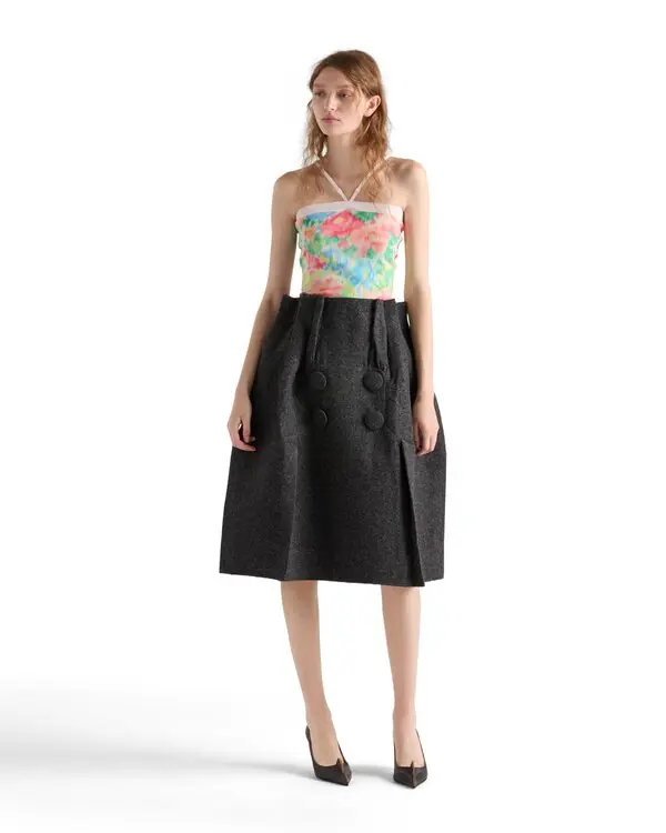 Prada Shetland Wool Midi Skirt - Grey