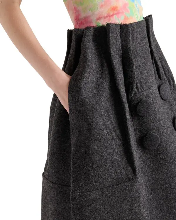 Prada Shetland Wool Midi Skirt - Grey