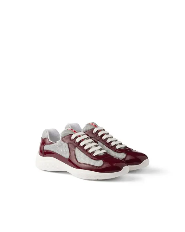Prada Patent Leather And Technical Fabric America's Cup Sneakers - Red