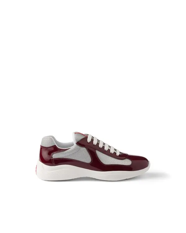 Prada Patent Leather And Technical Fabric America's Cup Sneakers - Red