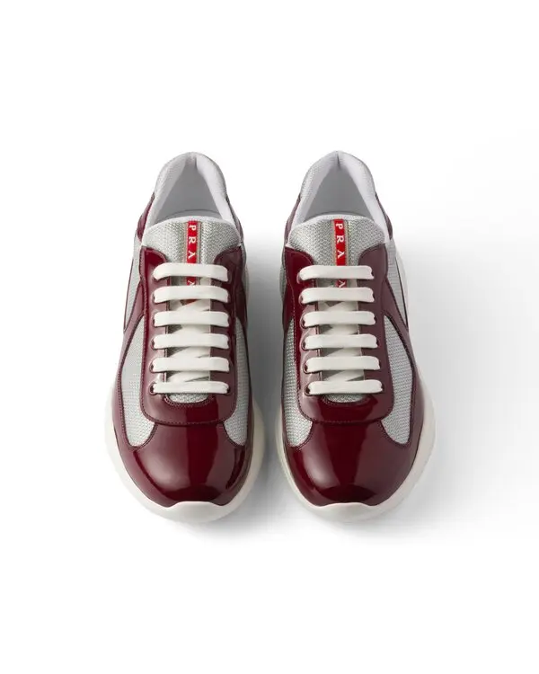 Prada Patent Leather And Technical Fabric America's Cup Sneakers - Red