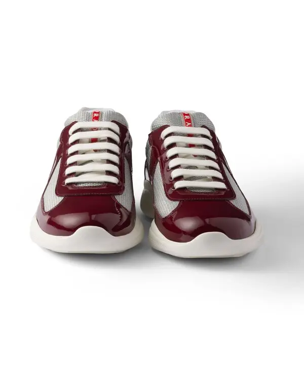 Prada Patent Leather And Technical Fabric America's Cup Sneakers - Red