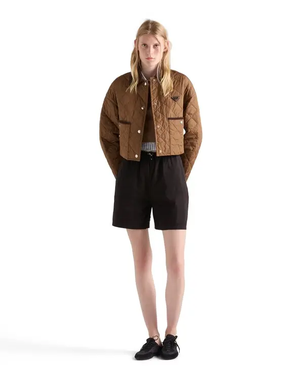 Prada Light Re-nylon Cropped Jacket - Brown