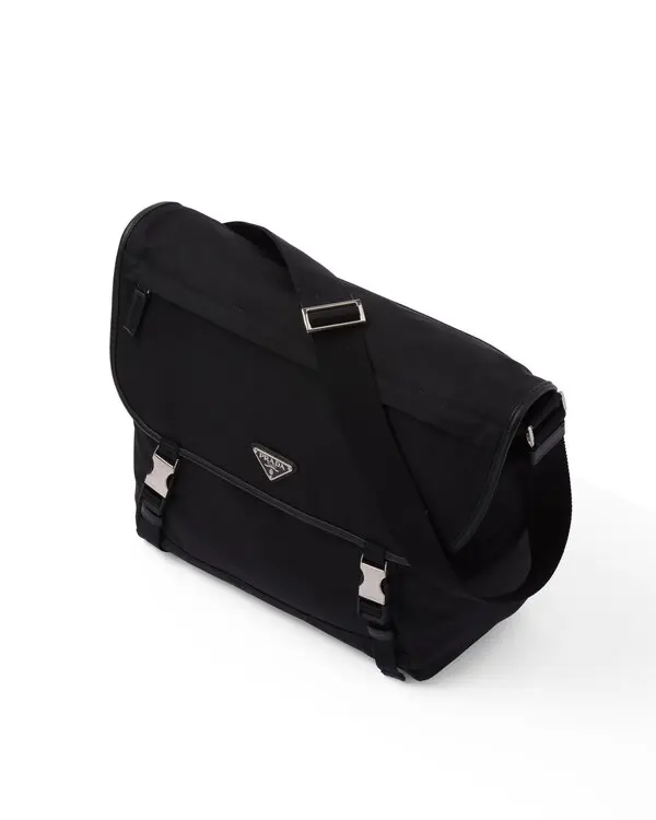 Prada Re-nylon And Saffiano Leather Shoulder Bag - Black