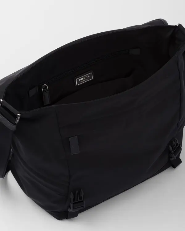 Prada Re-nylon And Saffiano Leather Shoulder Bag - Black