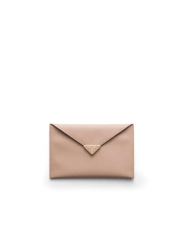 Prada Saffiano Leather Envelope Clutch - Pink