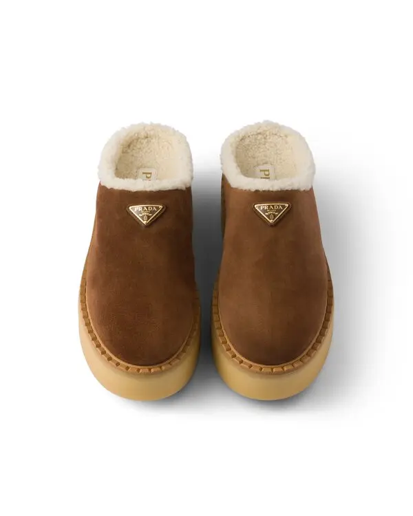 Prada Suede Slippers - Brown