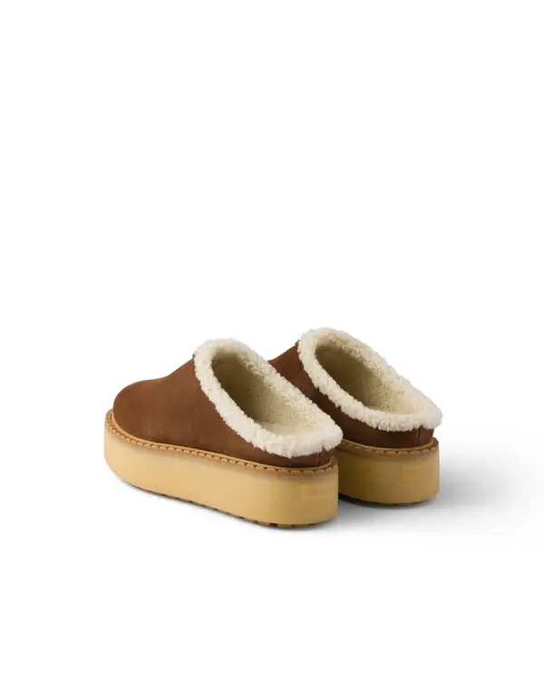 Prada Suede Slippers - Brown
