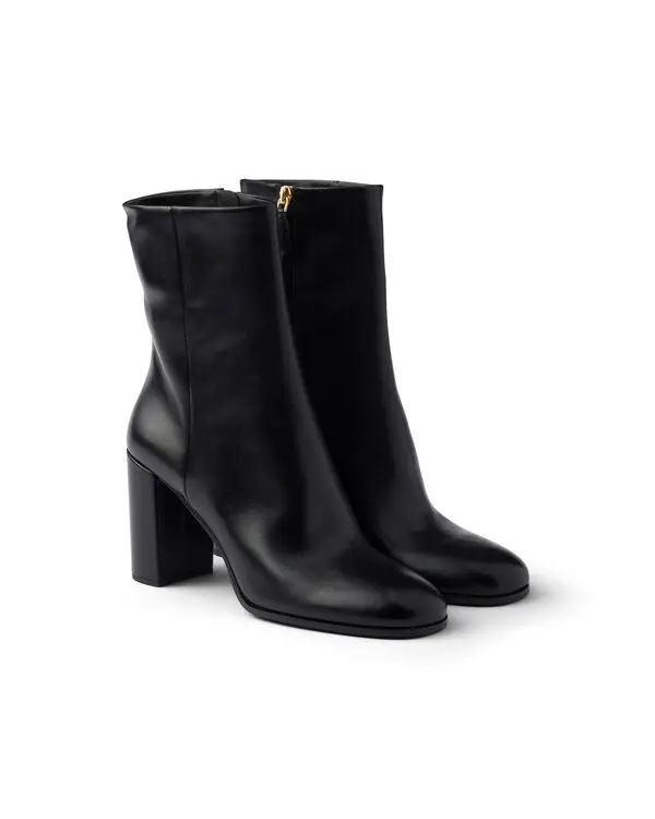 Prada Leather Booties - Black