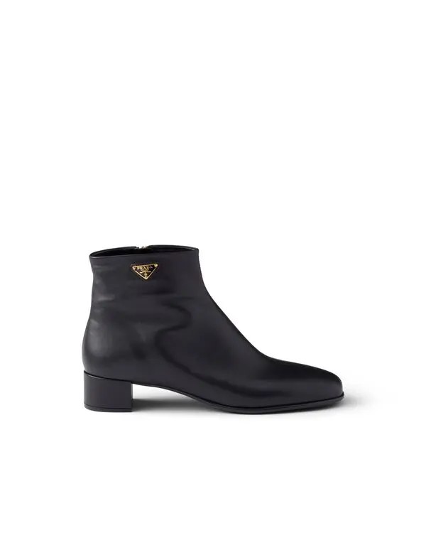 Prada Nappa Leather Booties - Black