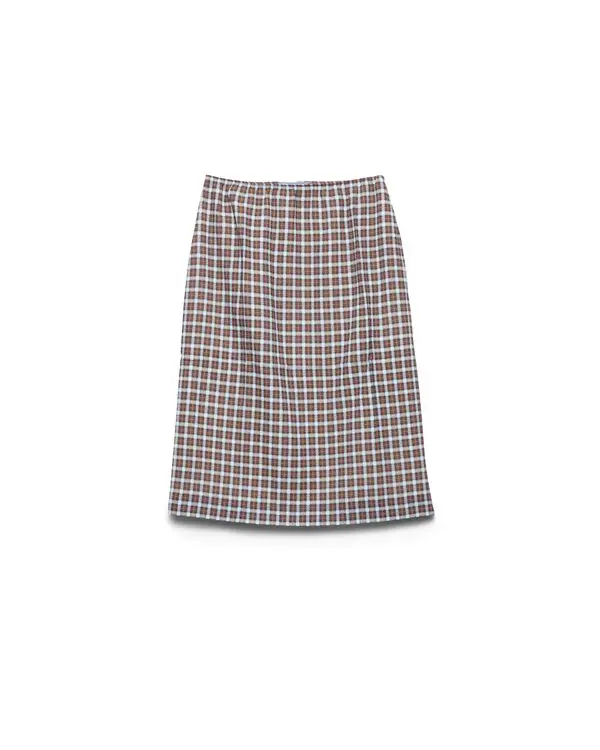 Prada Checked Stretch Georgette Skirt - Light Blue