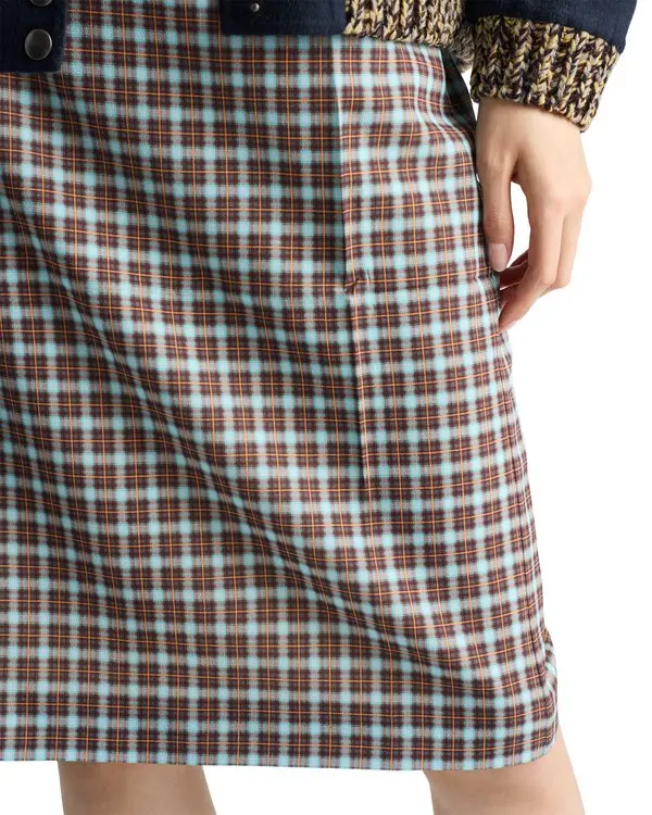 Prada Checked Stretch Georgette Skirt - Light Blue