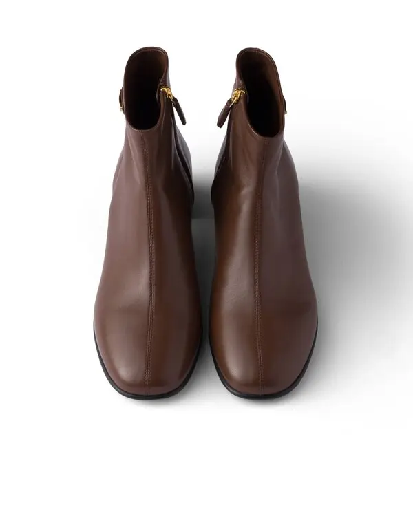 Prada Nappa Leather Booties - Brown