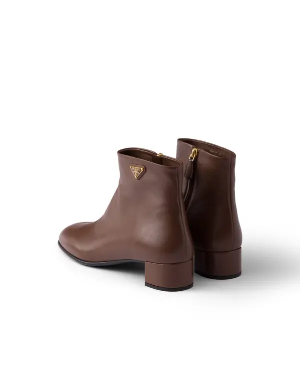 Prada Nappa Leather Booties - Brown