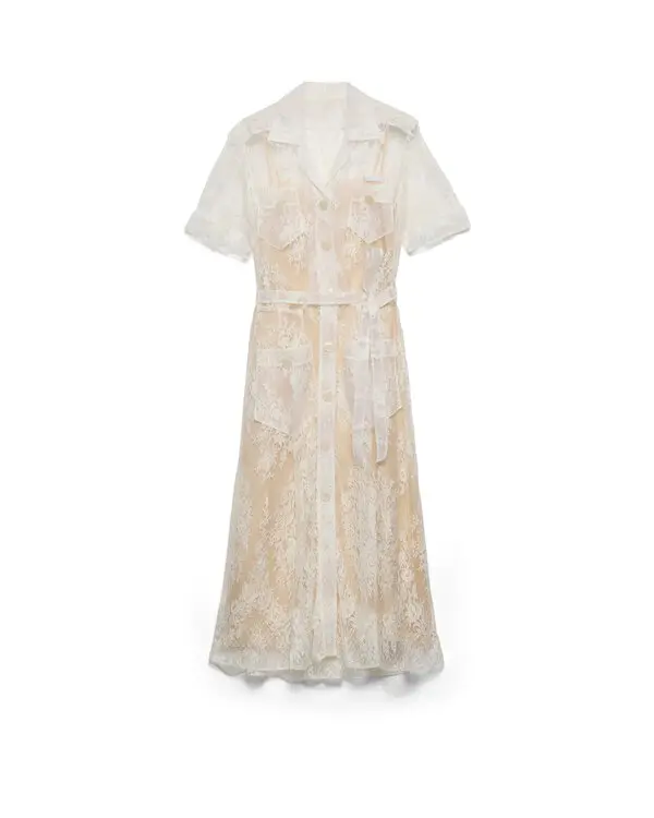 Prada Lace Shirt Dress - Neutral