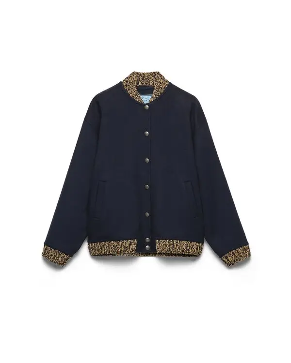 Prada Double Cashmere And Wool Bomber Jacket - Blue