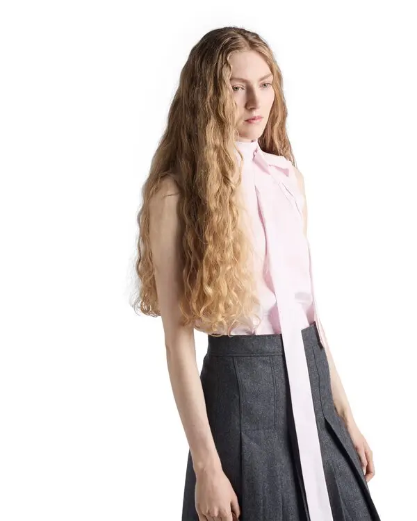 Prada Embroidered Poplin Top