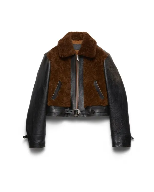 Prada Leather And Shearling Jacket - Black
