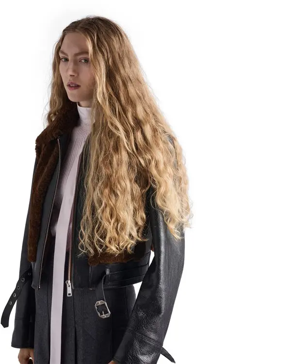 Prada Leather And Shearling Jacket - Black