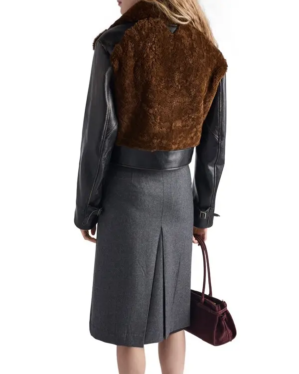 Prada Leather And Shearling Jacket - Black