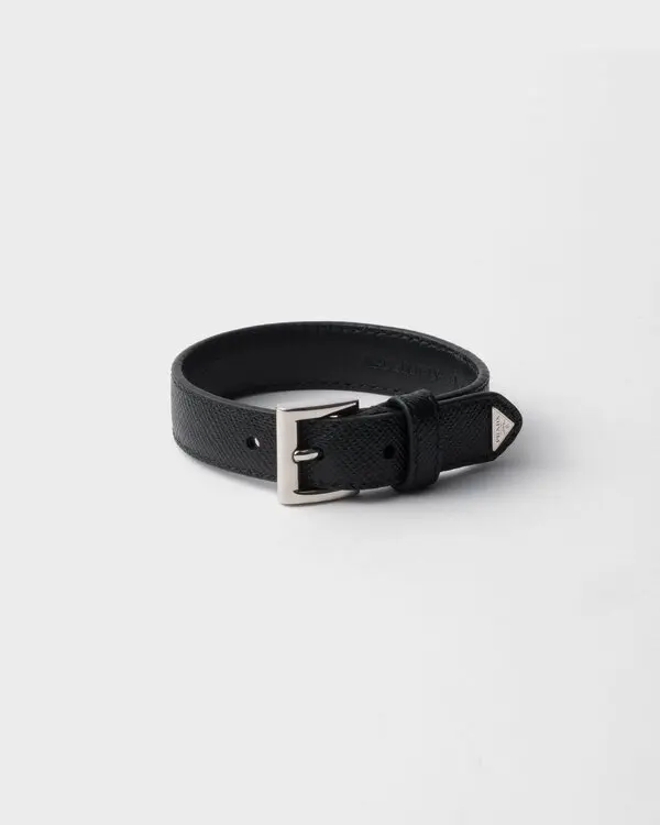 Prada Saffiano Leather Bracelet - Black