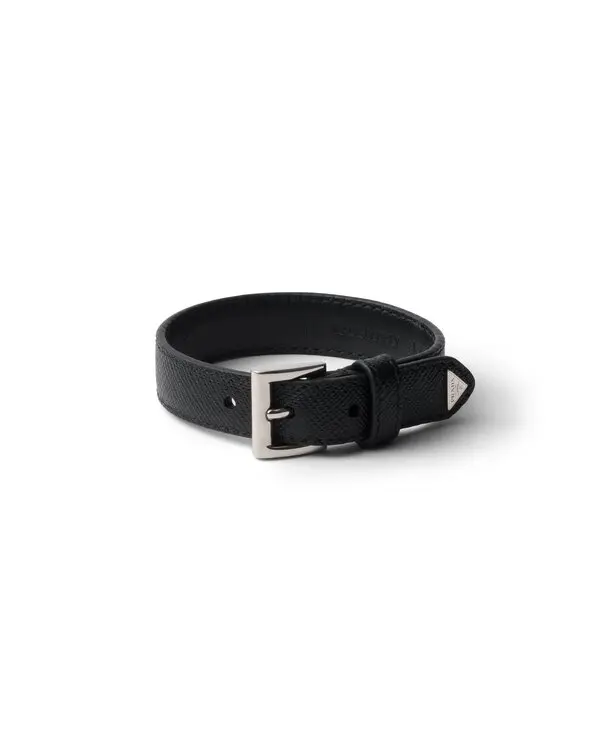 Prada Saffiano Leather Bracelet - Black
