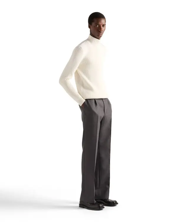 Prada Wool And Silk Wide Leg Pants