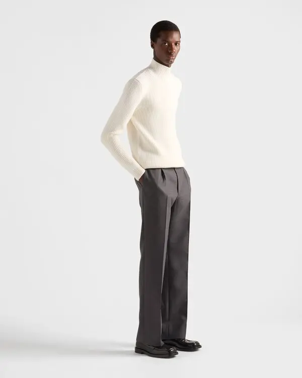Prada Wool And Silk Wide-leg Pants - Slate Gray