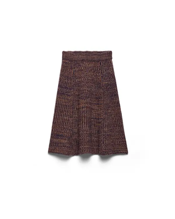 Prada Wool And Cashmere Knit Flared Skirt - Blue
