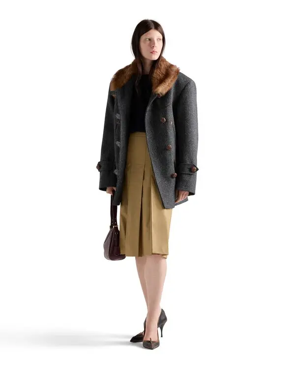 Prada Pleated Technical Fabric Skirt - Brown