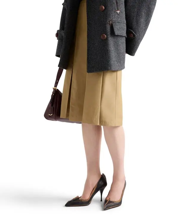 Prada Pleated Technical Fabric Skirt - Brown