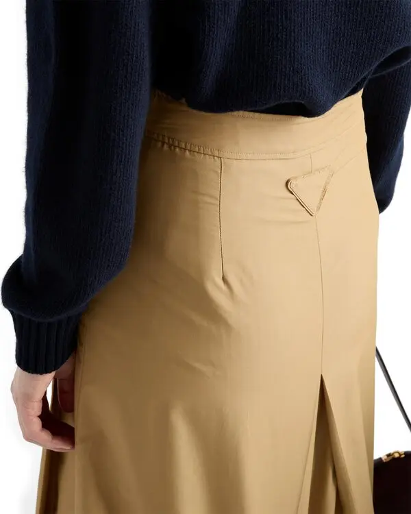 Prada Pleated Technical Fabric Skirt - Brown