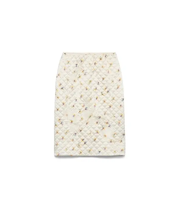 Prada Floral-print Quilted Satin Pencil Skirt