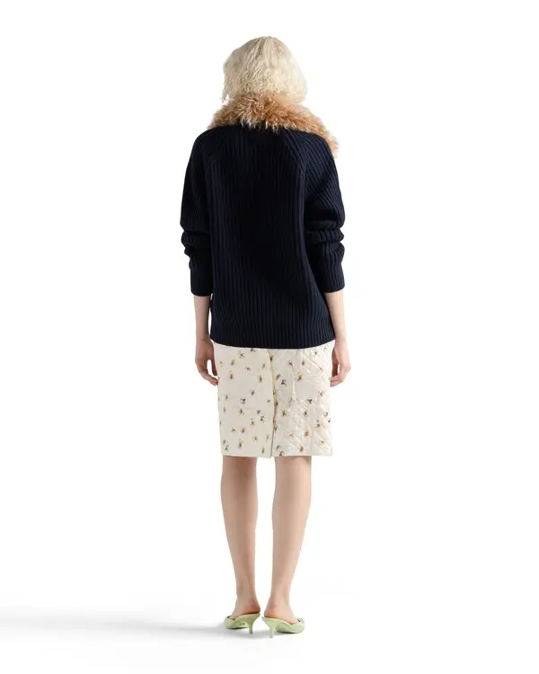Prada Floral-print Quilted Satin Pencil Skirt