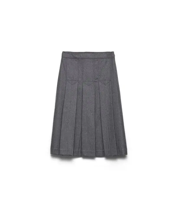 Prada Flannel Pleated Skirt - Grey